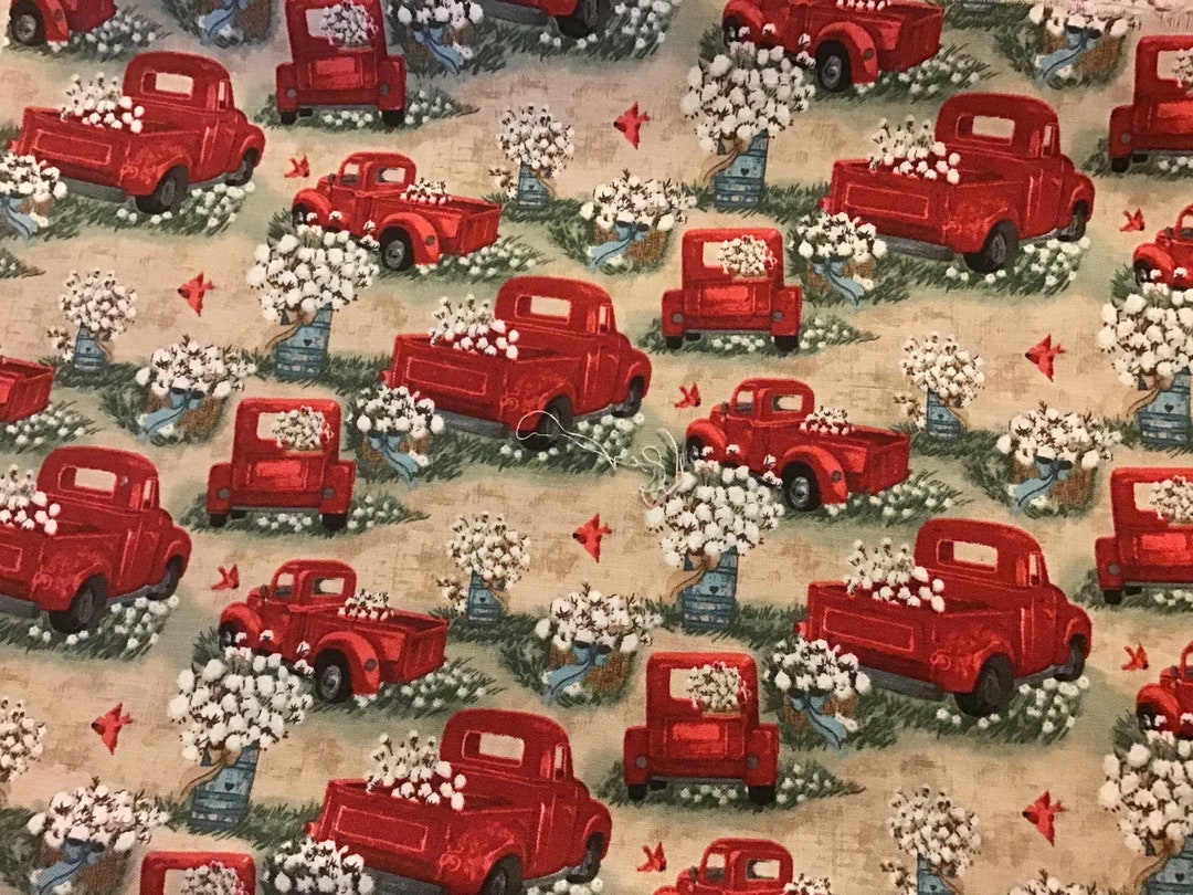 Susan Winget Red Truck With Cotton Premium Cotton Fabric - Etsy