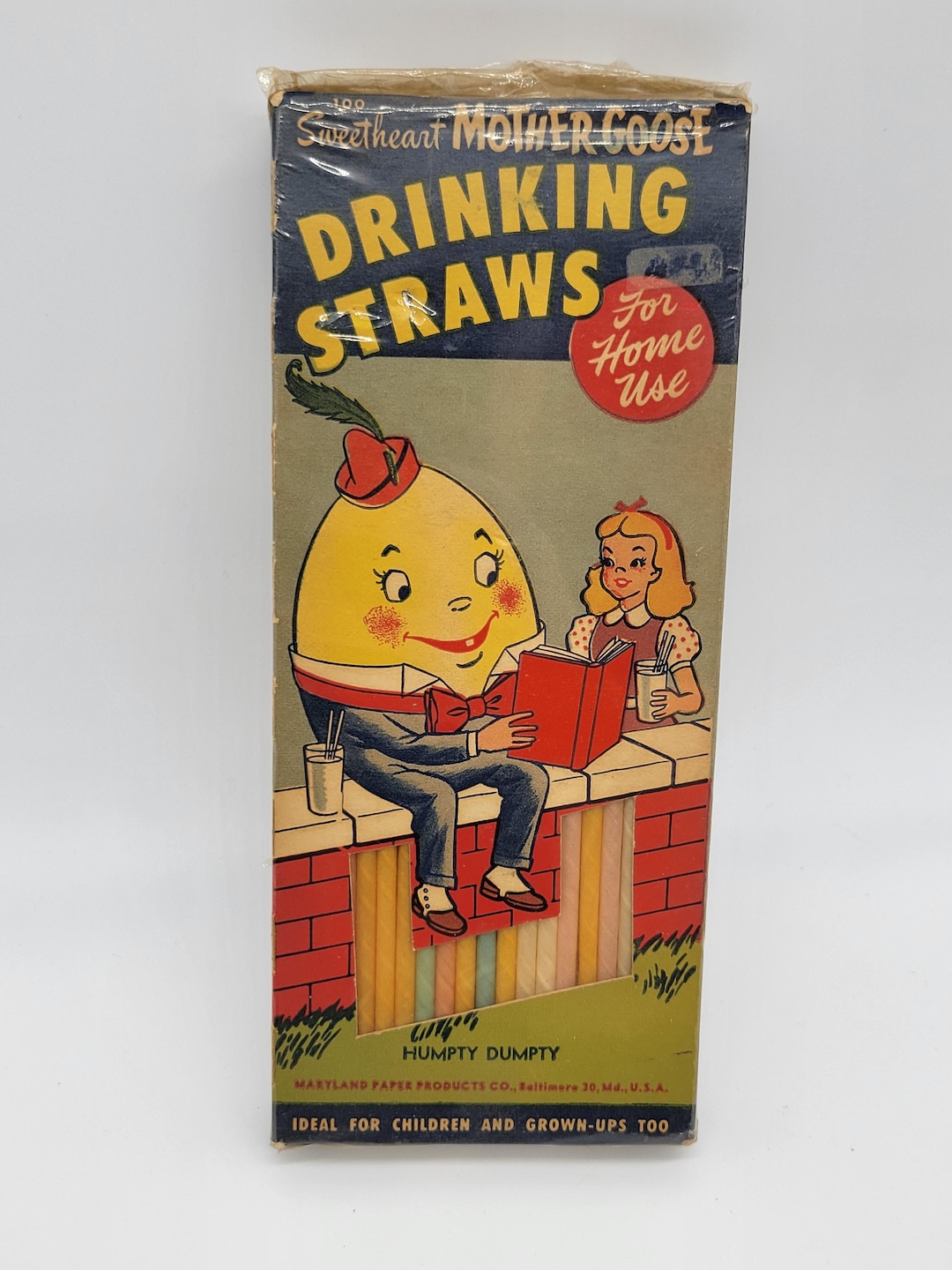 1950's Sweetheart Mother Goose Humpty Dumpty Drinking Straws 100 Count ...