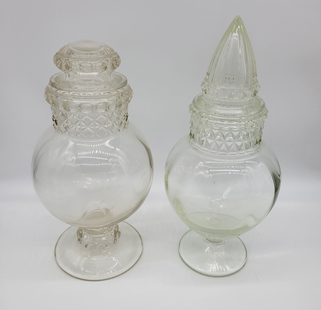 Vintage Globe Glass Candy Jars W/lids Store Counter Display Apothecary ...