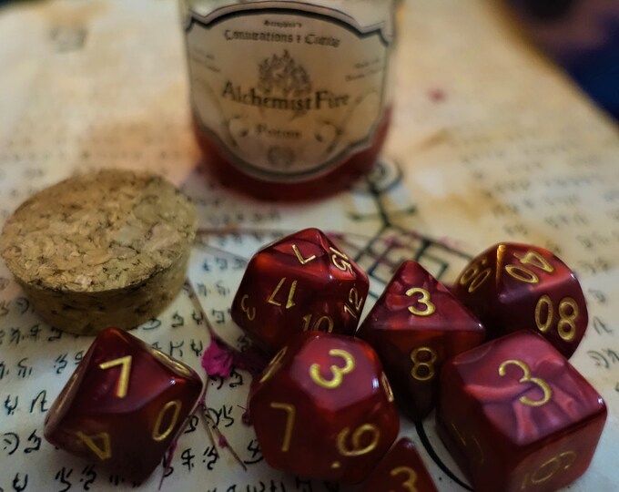 Alchemist Fire Dnd Potion Bottle Dice Set Red and Gold | Etsy UK