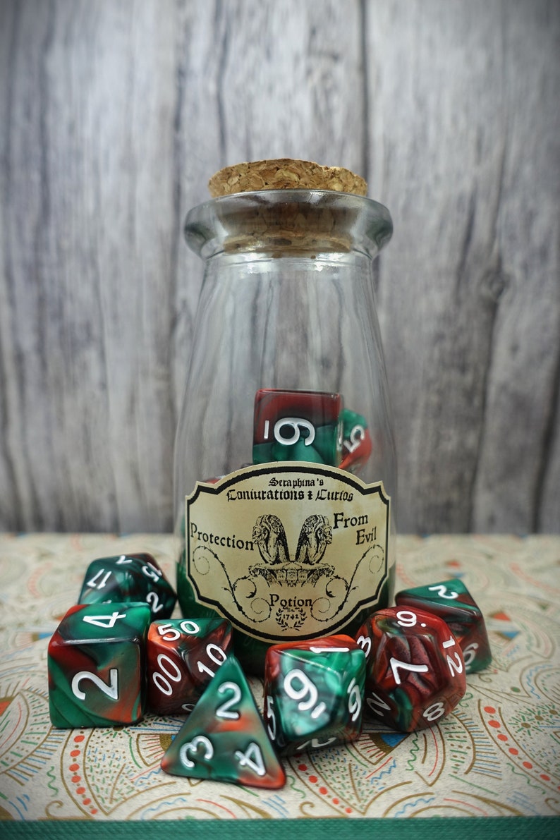 Protection From Evil Dnd Potion Bottle Dice Set Red and - Etsy UK
