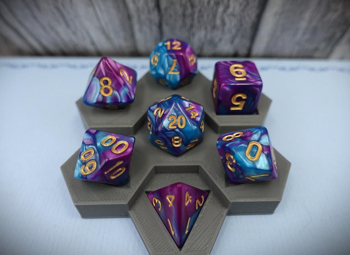Dispel Magic | Dnd Potion Bottle Dice Set | Purple & Blue Polyhedral ...
