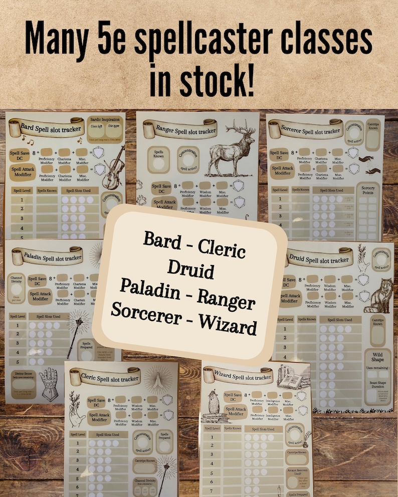 Wizard Spell Slot Tracker I Dnd 5e Tracker I Spell and Ability Tracker ...