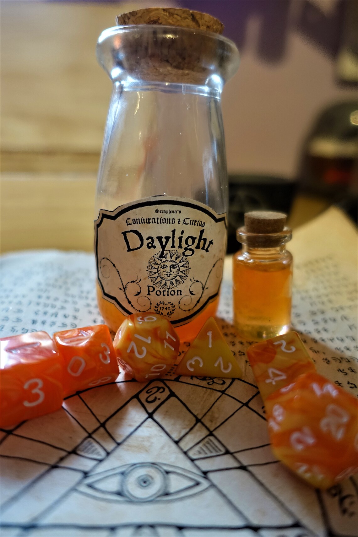 Daylight Dnd Potion Bottle Dice Set Orange and White Swirl | Etsy UK