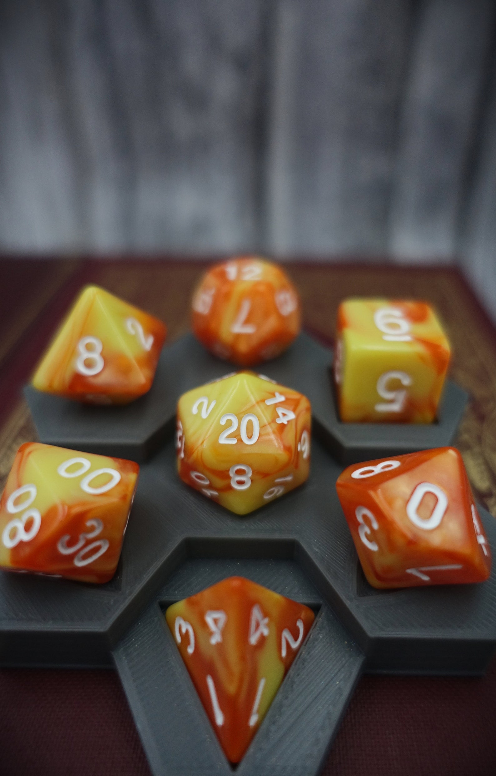 Daylight Dnd Potion Bottle Dice Set Orange and White Swirl - Etsy UK