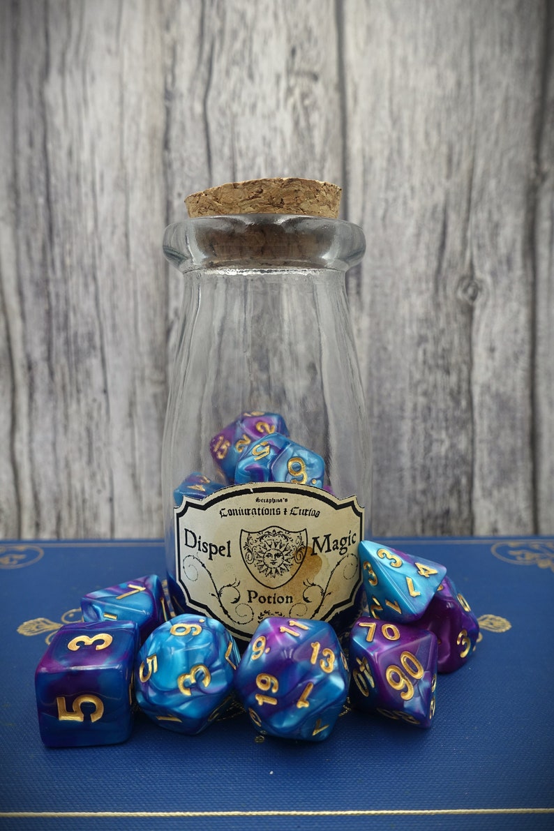 Dispel Magic Dnd Potion Bottle Dice Set Purple & Blue | Etsy UK
