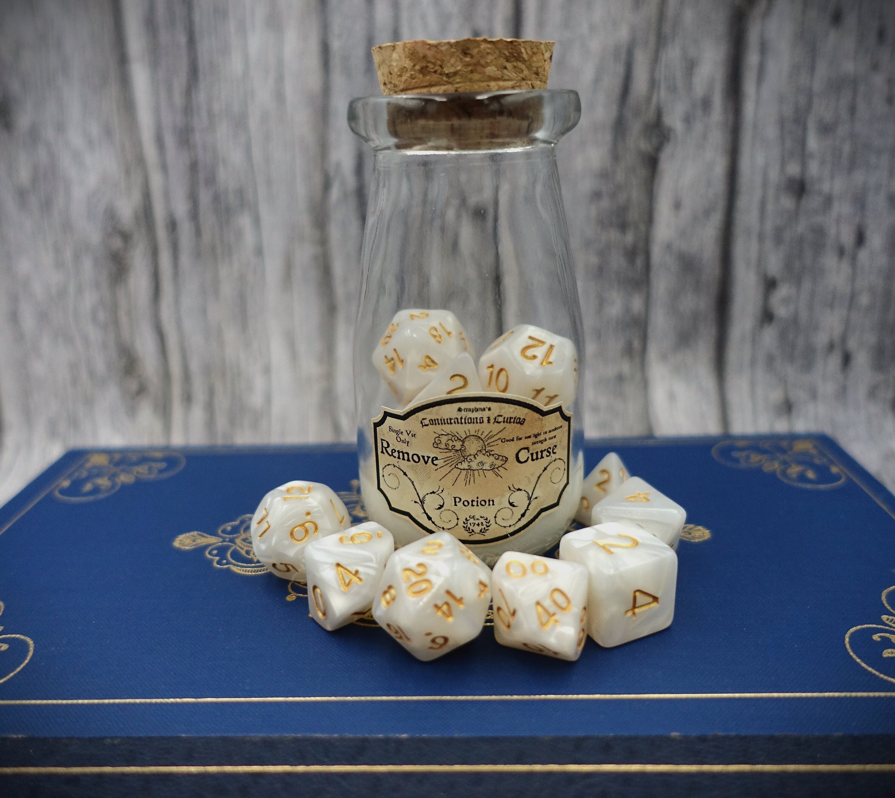 Remove Curse Dnd Potion Bottle Dice Set White and Gold | Etsy UK