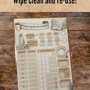 Wizard Spell Slot Tracker I Dnd 5e Tracker I Spell and Ability Tracker ...