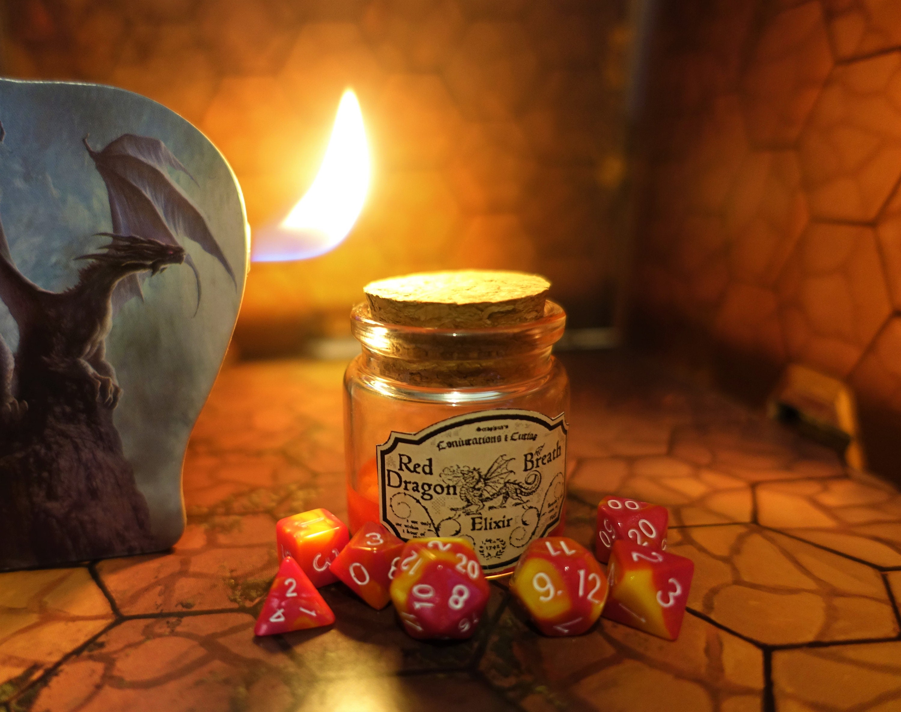 Tiny dice Red dragon's breath potion DnD Potion bottle | Etsy