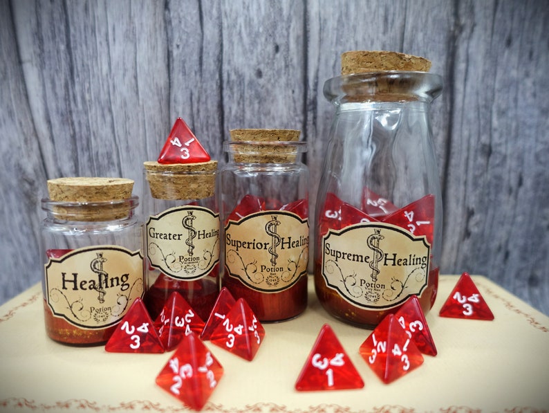 Single Dnd Health Potion Bottles I D4 Dice I Full Healing Potion Sets ...