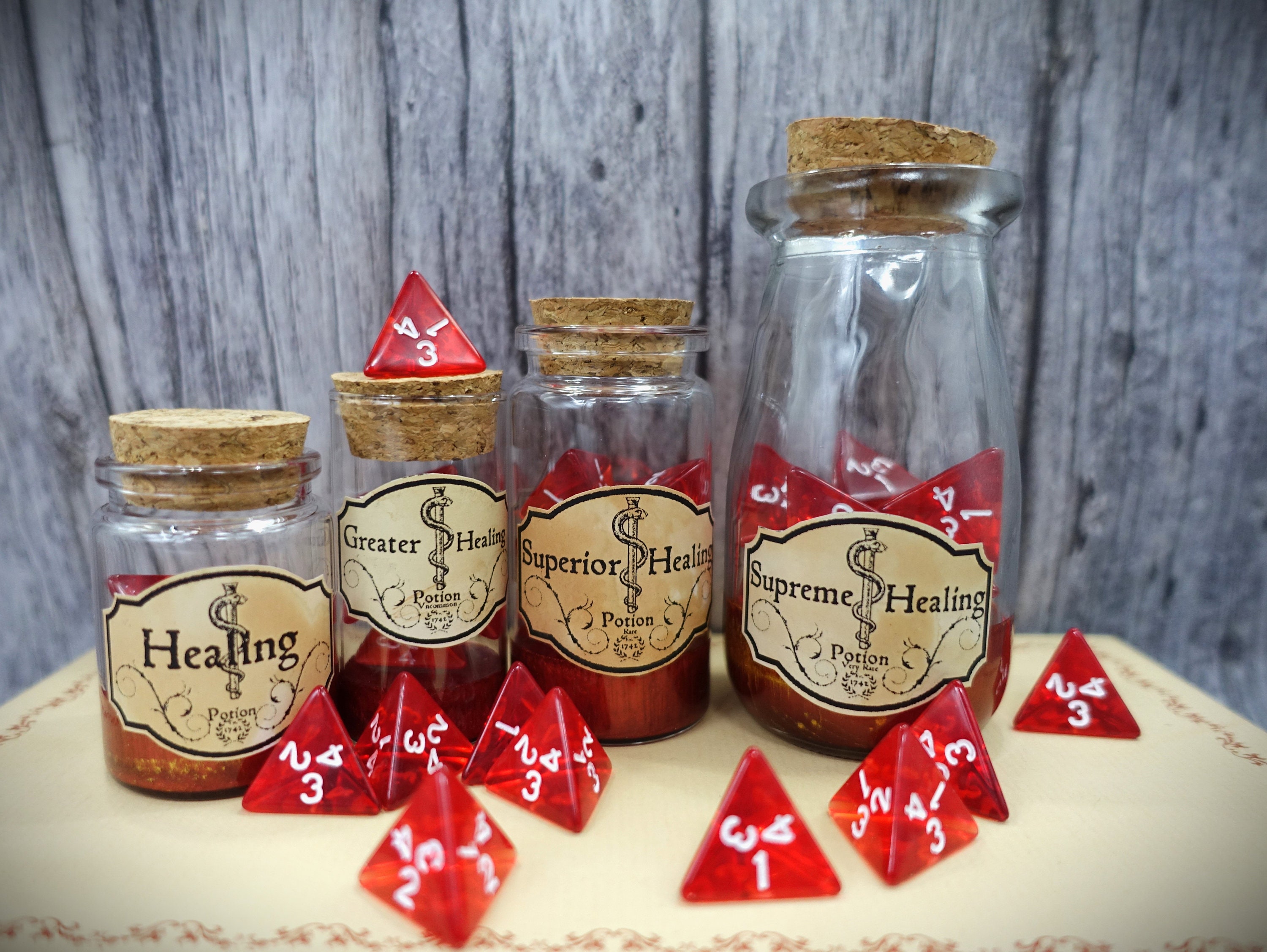 Single Dnd Health Potion Bottles I D4 Dice I Full Healing Potion Sets ...