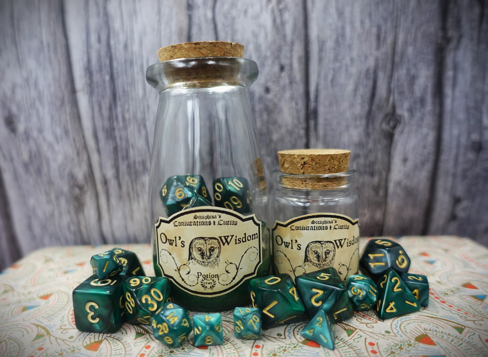 Owl's Wisdom Dnd Potion Bottle Dice Set Green Swirl - Etsy Canada