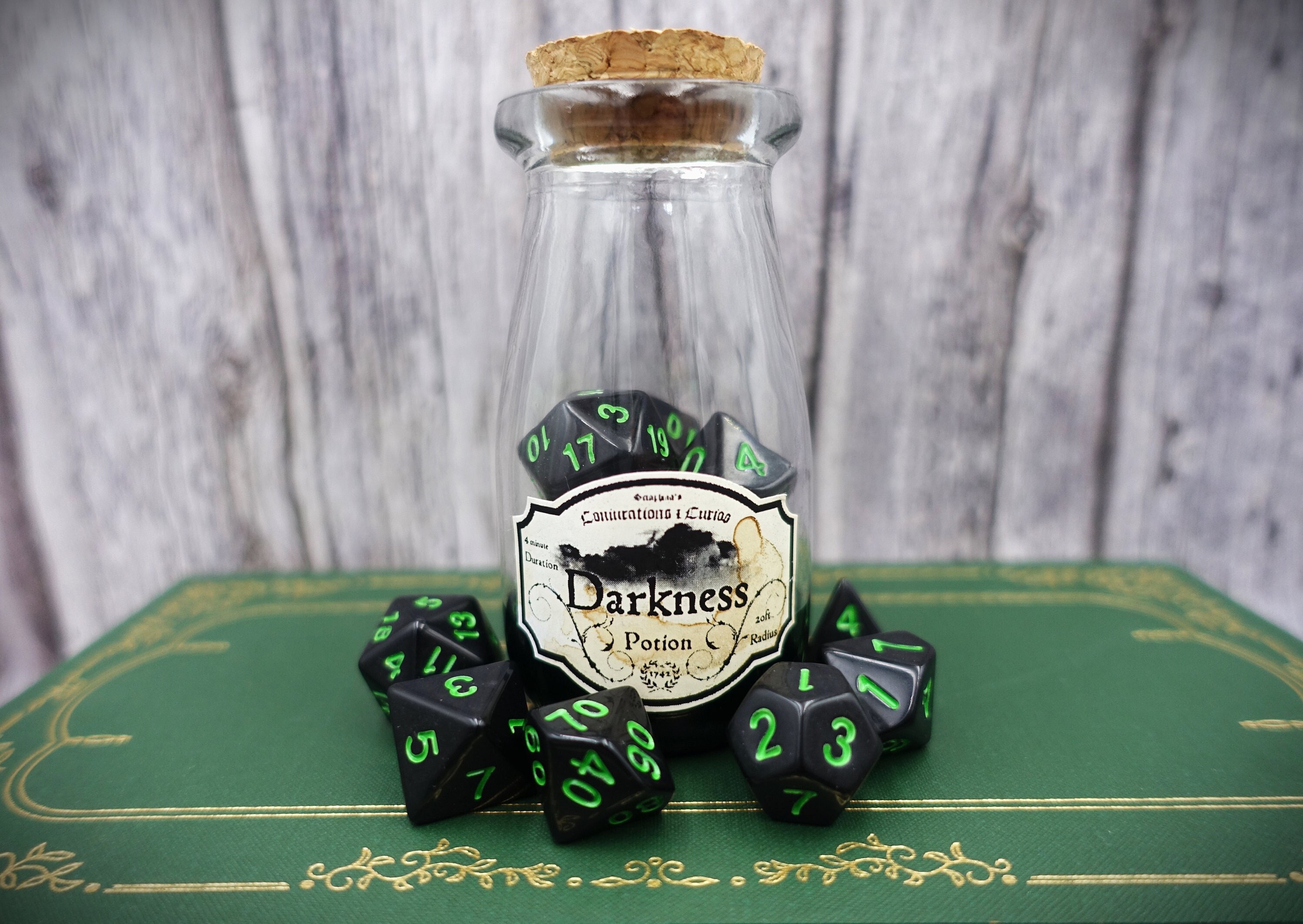 Darkness Dnd Potion Bottle Dice Set Black and Green | Etsy UK