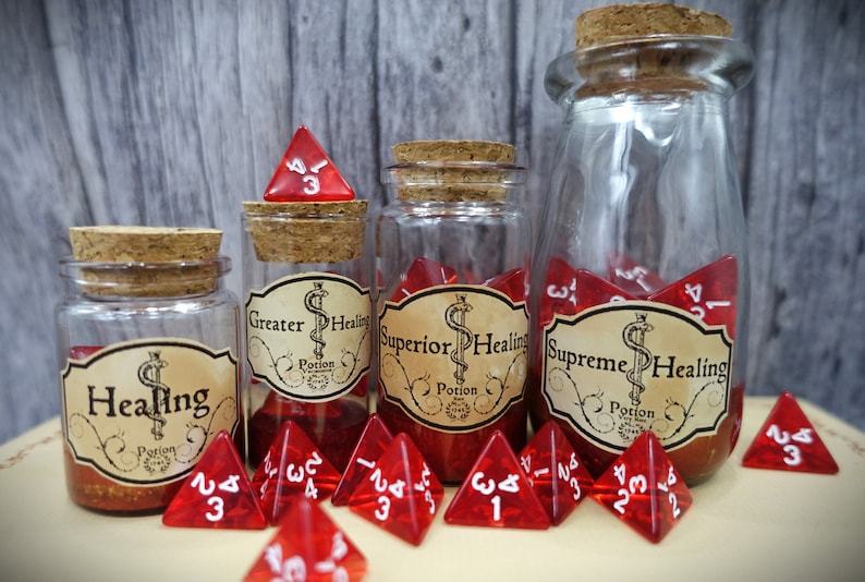 Dnd Health Potion Bottles I Red D4 Dice I DM Set Dnd Healing - Etsy UK