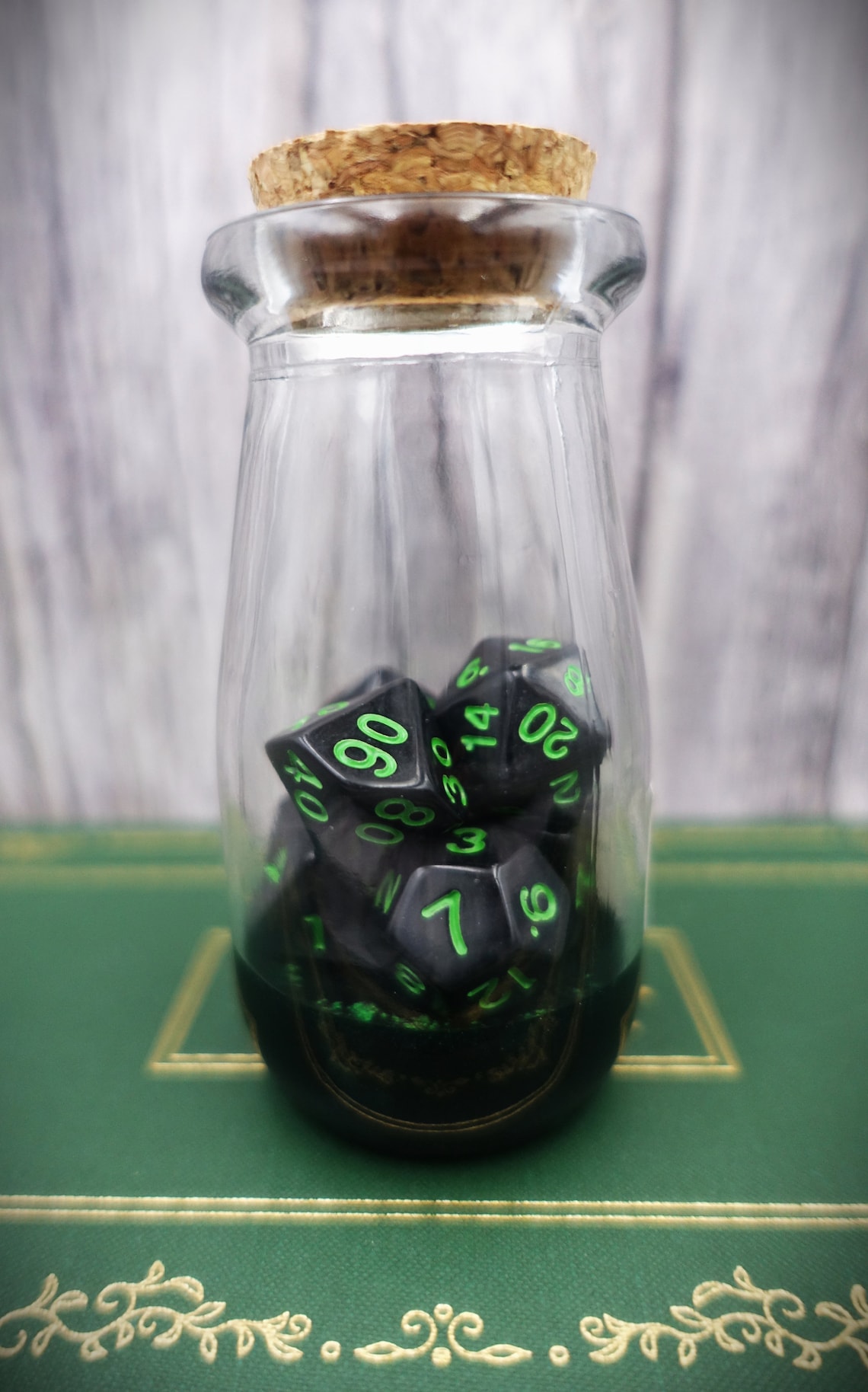 Darkness Dnd Potion Bottle Dice Set Black and Green - Etsy UK