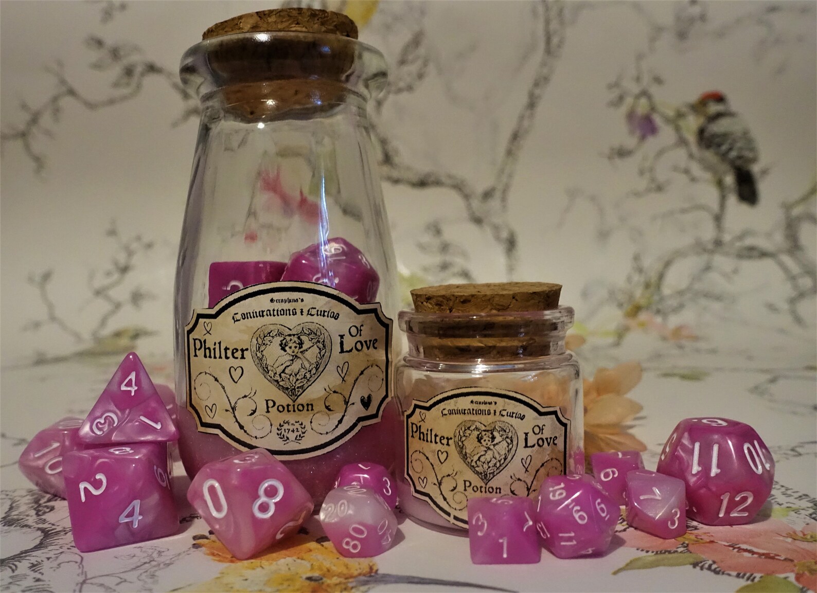 Philter of Love Potion Dnd Potion bottle dice set Pink and | Etsy