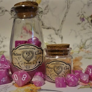 Philter of Love Potion Dnd Potion bottle dice set Pink and | Etsy