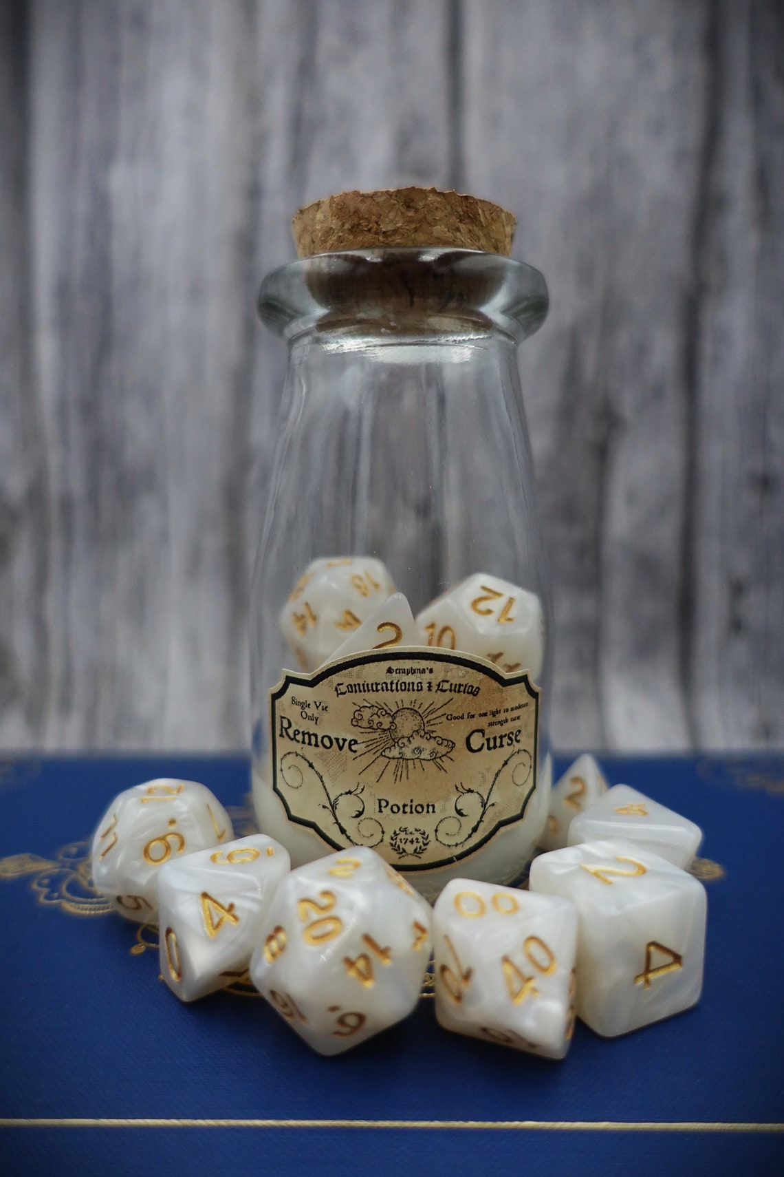 Remove Curse Dnd Potion Bottle Dice Set White and Gold | Etsy UK