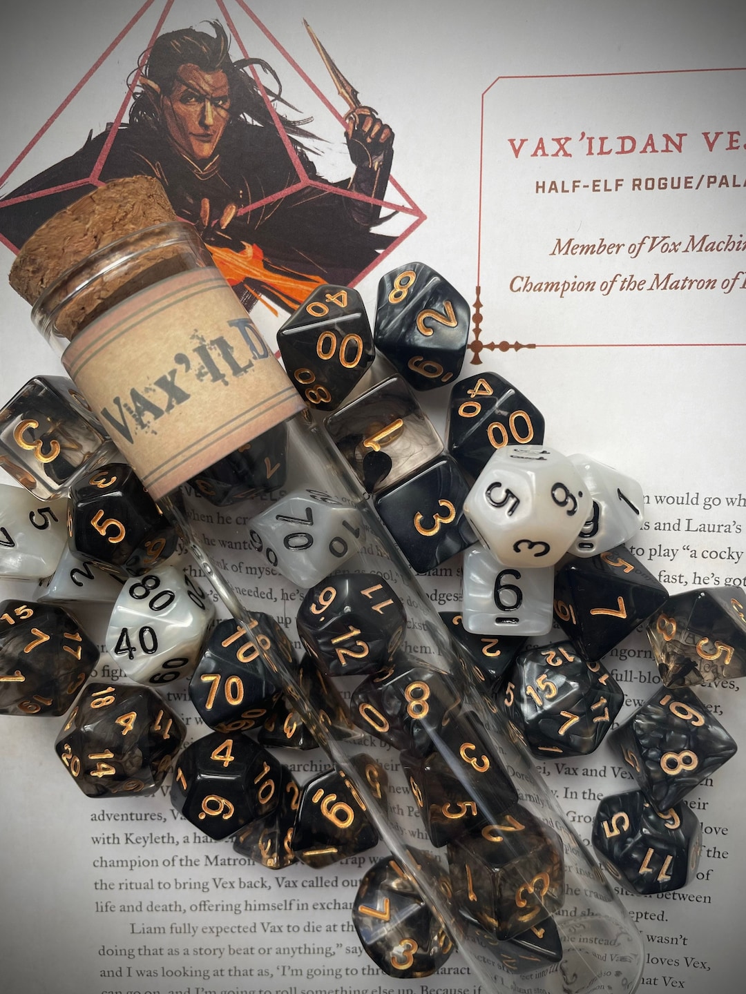 Vax'ildan I Critical Role Gift I Vax Inspired Dice I Glass Tube I ...