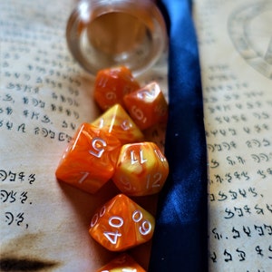 Daylight Dnd Potion Bottle Dice Set Orange and White Swirl | Etsy UK