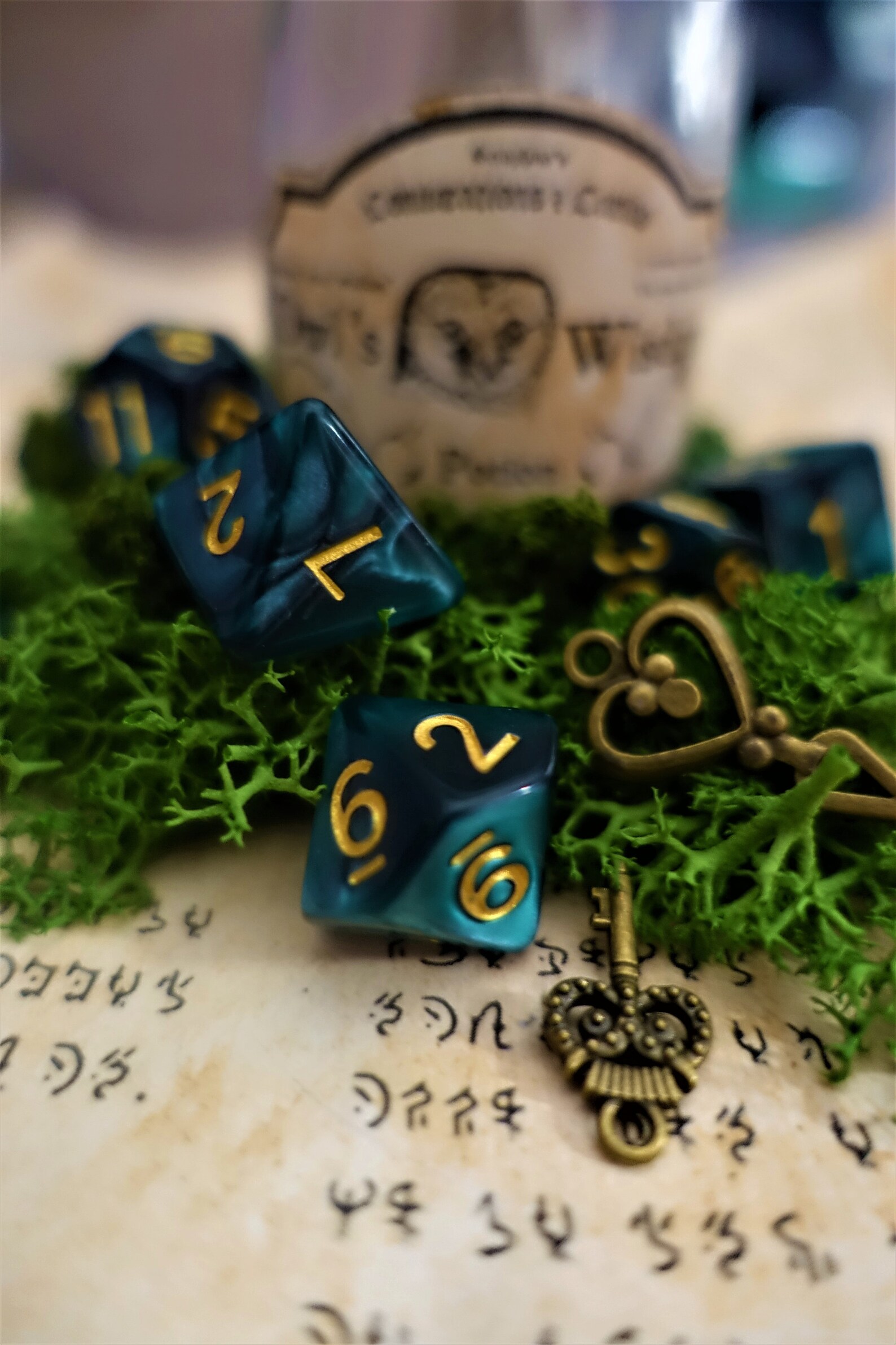 Owl's Wisdom Dnd Potion Bottle Dice Set Green Swirl | Etsy Canada