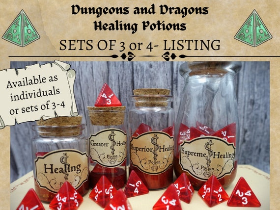 Dnd Health Potion Bottles I Red D4 Dice I DM Set Dnd Healing - Etsy UK