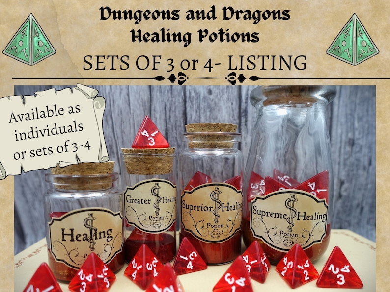 Dnd Health Potion Bottles I Red D4 Dice I DM Set Dnd Healing - Etsy UK