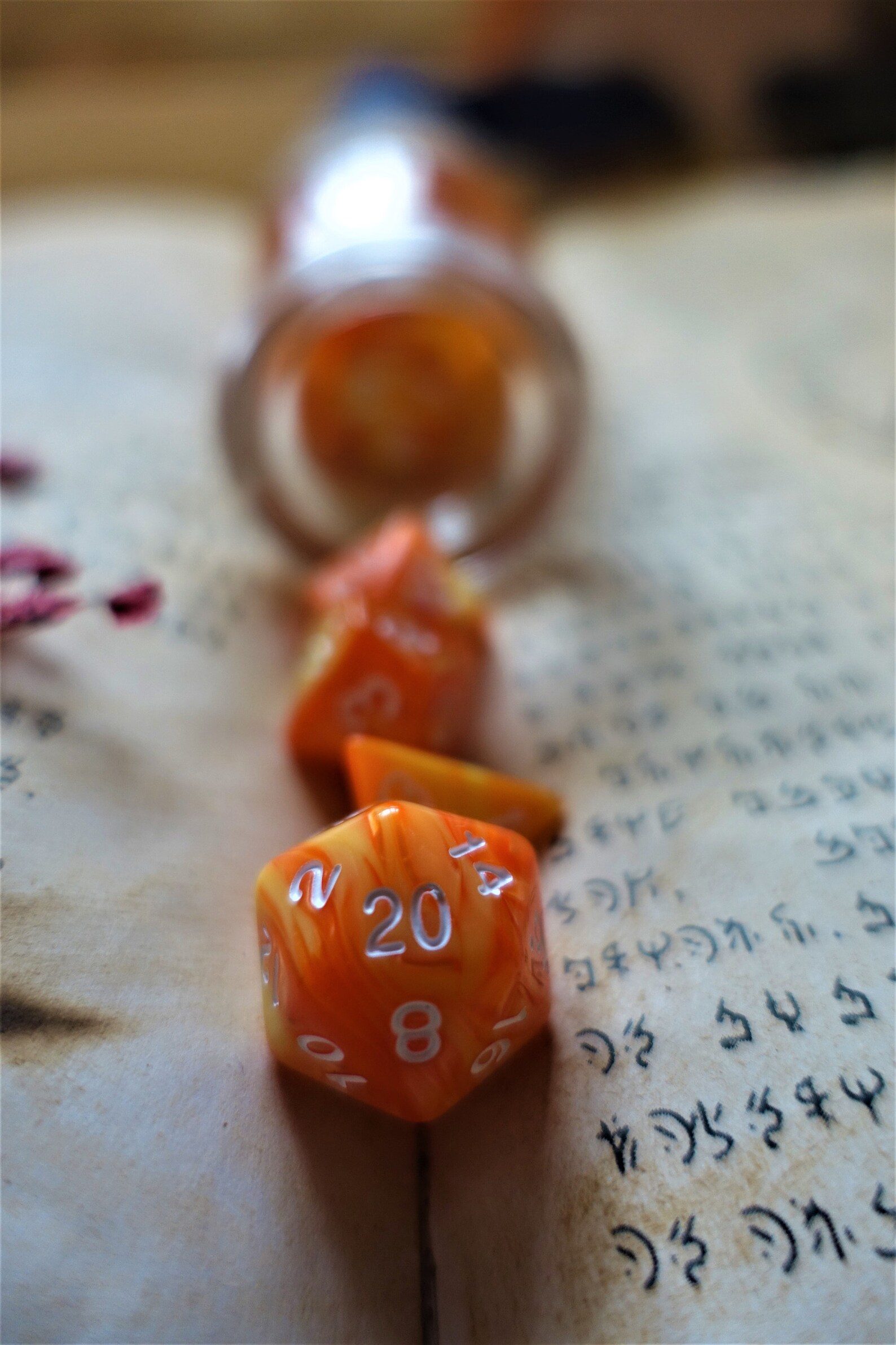 Daylight Dnd Potion Bottle Dice Set Orange and White Swirl | Etsy UK