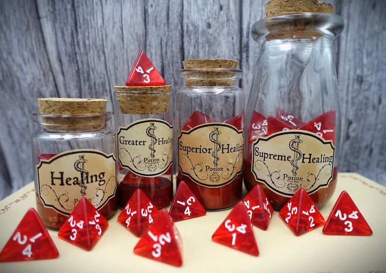 Dnd Health Potion Bottles I Red D4 Dice I DM Set Dnd Healing - Etsy UK