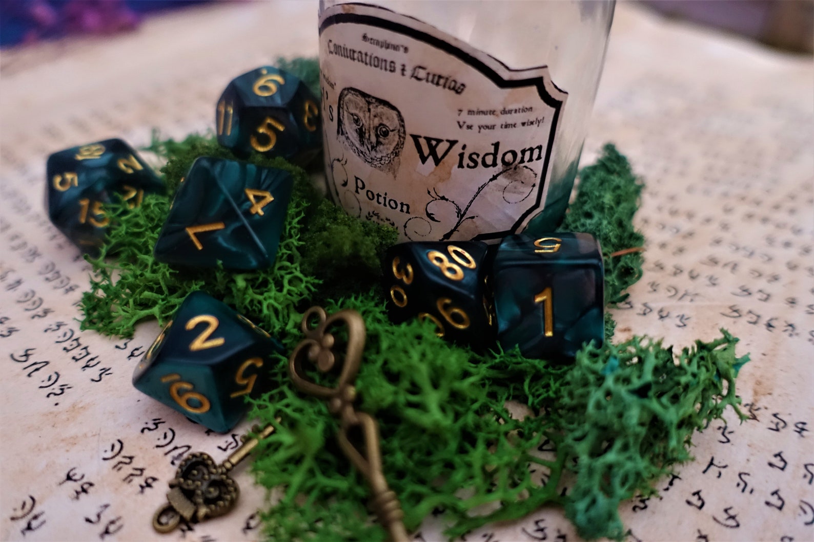 Owl's Wisdom Dnd Potion Bottle Dice Set Green Swirl | Etsy Canada