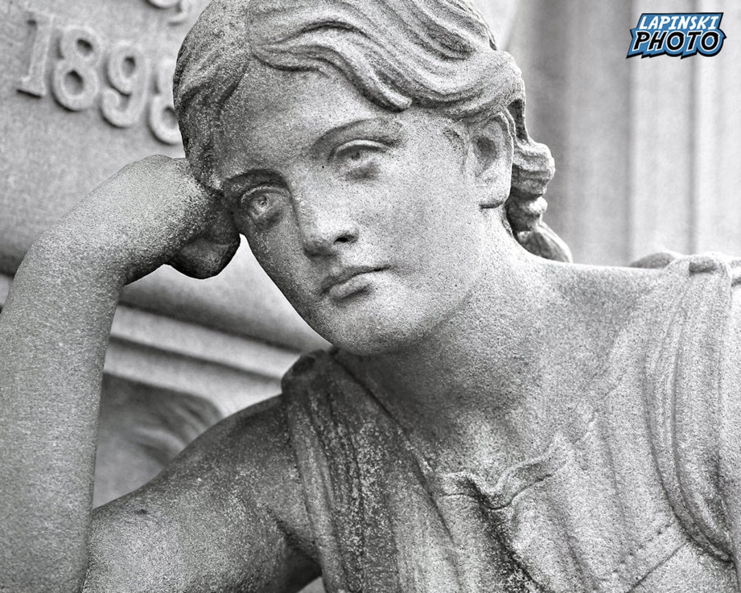 Female Statue Photograph, Cemetery Photo, Black and White Photography ...