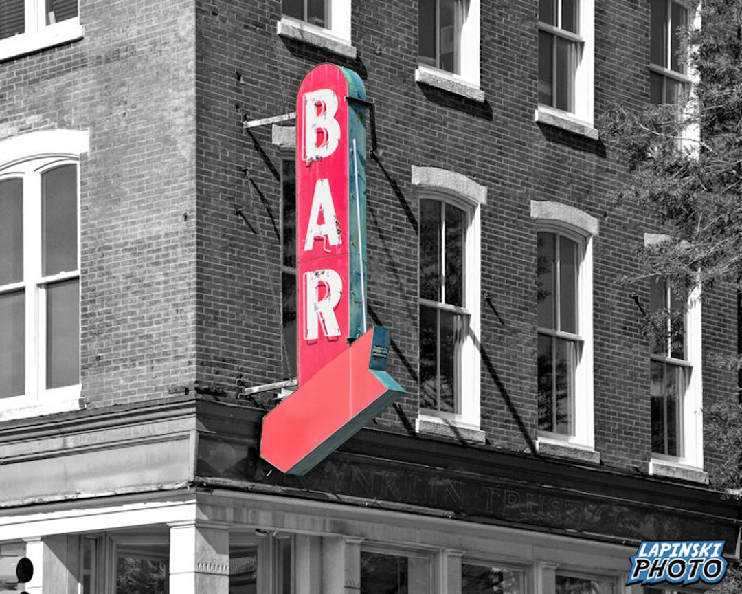 Bar Sign Photograph, Color Splash Photography, Philadelphia Photo, Wall ...