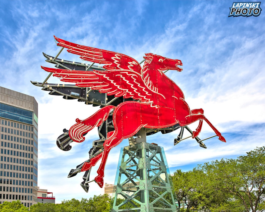 Downtown Dallas Photograph, Color Photography, Flying Red Horse, Texas ...