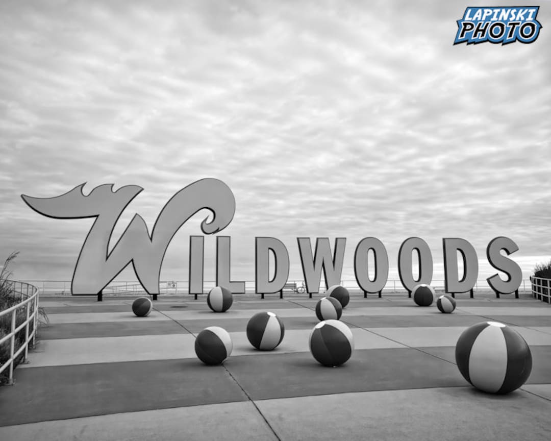 Wildwood Sign Photograph, Black and White Photography, New Jersey Photo ...