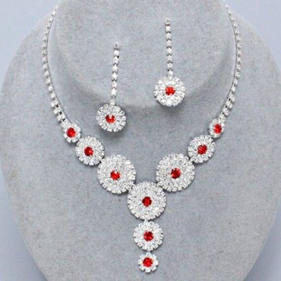 Unique Silver Rhinestone Interlock Coin Shape Red Crystal | Etsy