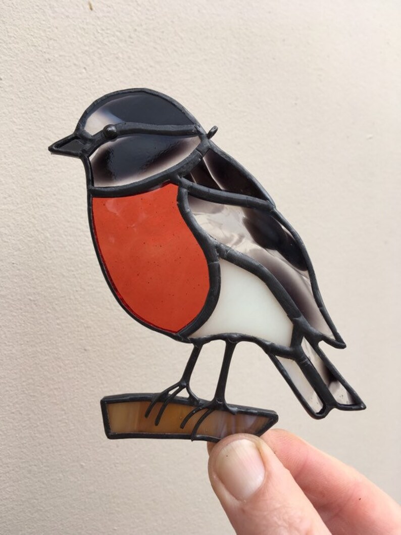 Stained Glass SCARLET ROBIN Suncatcher Native Bird Red Robin | Etsy