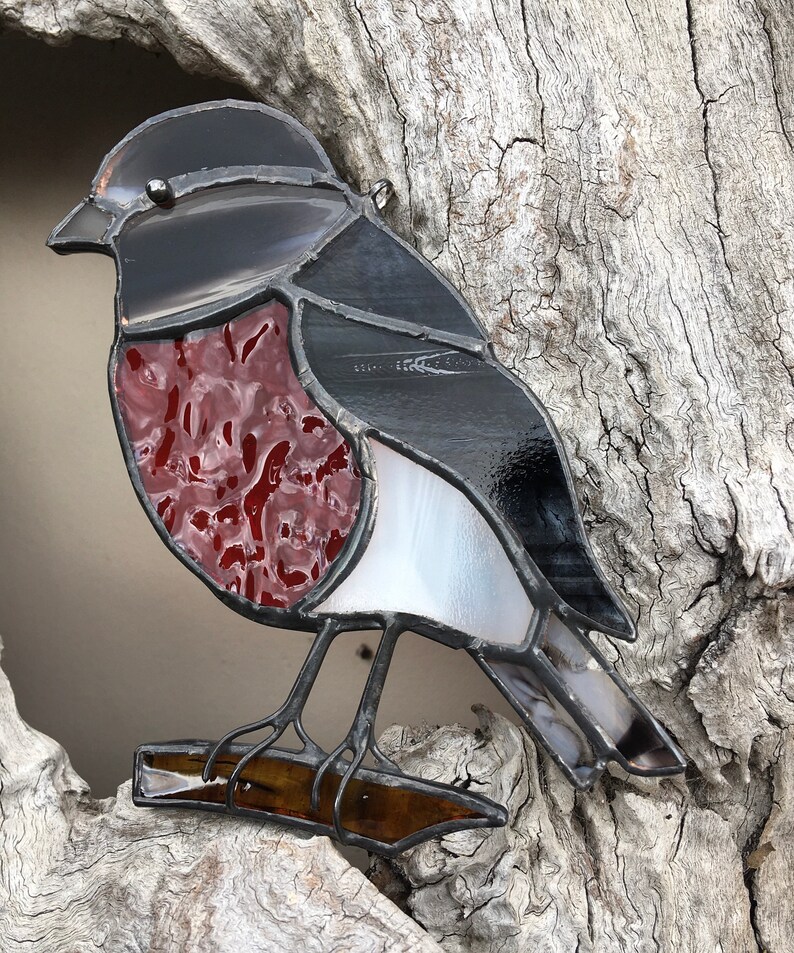 Stained Glass SCARLET ROBIN Suncatcher Native Bird Red Robin | Etsy