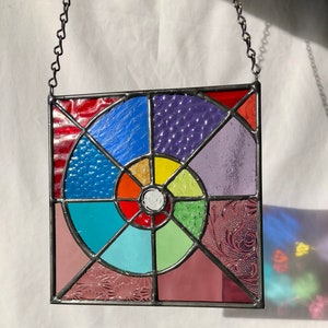Stained Glass Rainbow Spiral Suncatcher, Vintage Glass, Leadlight - Etsy