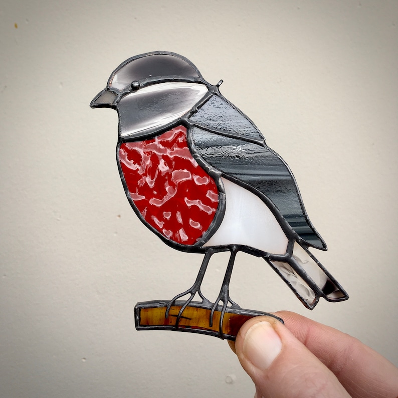 Stained Glass SCARLET ROBIN Suncatcher Native Bird Red Robin | Etsy