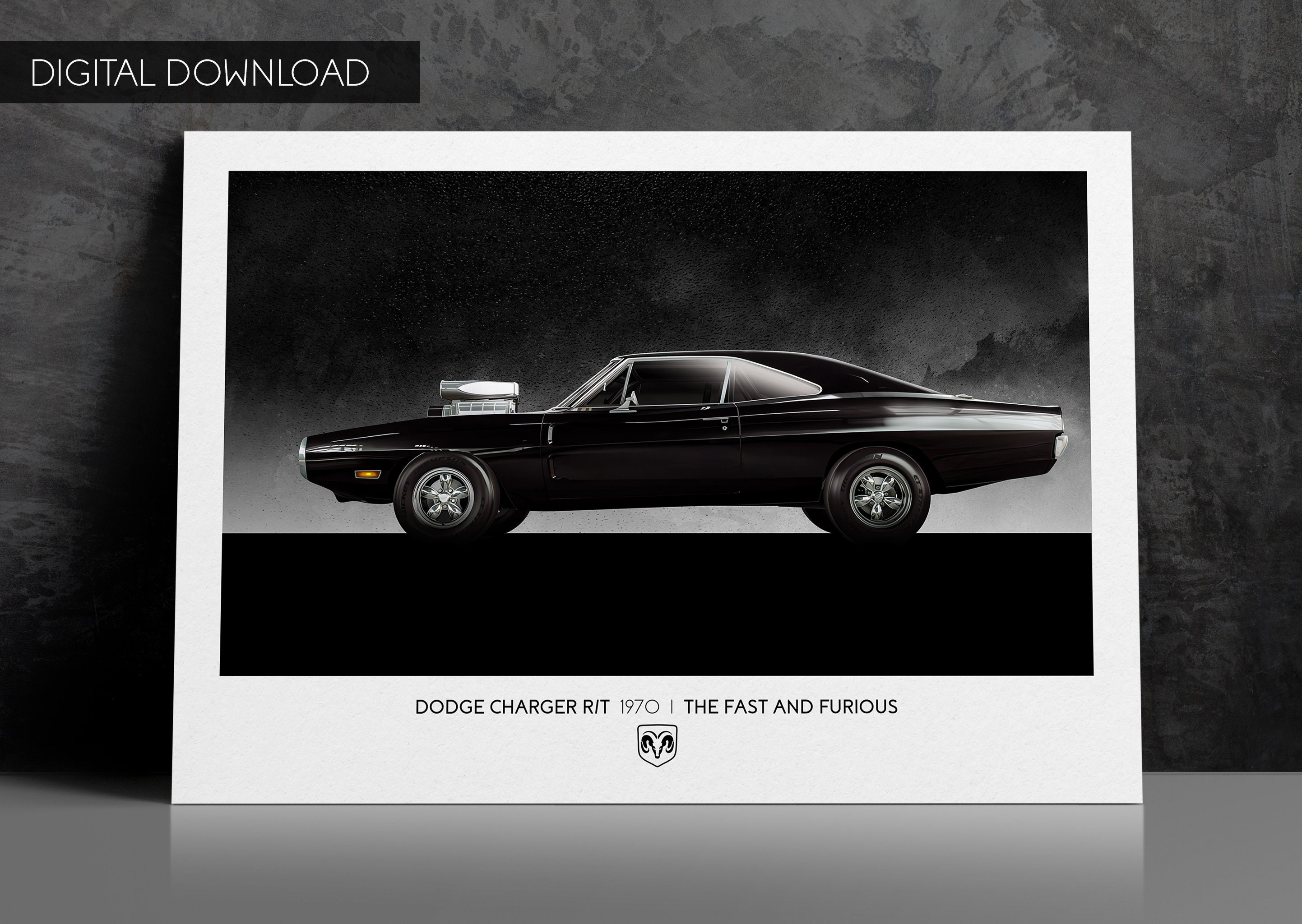 Dodge Charger RT 1970-dominic Toretto -wall Art Fast and Furious Movie ...