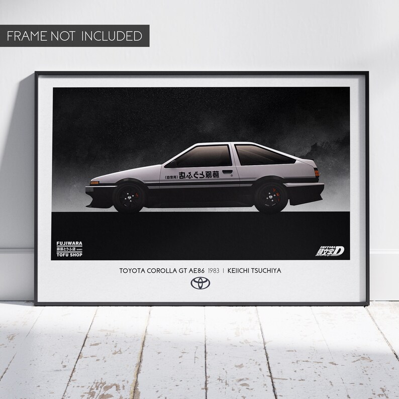 Toyota-corolla-gt-ae86-keiichi Tsuchiya-initial D -wall Art Movie Cars ...