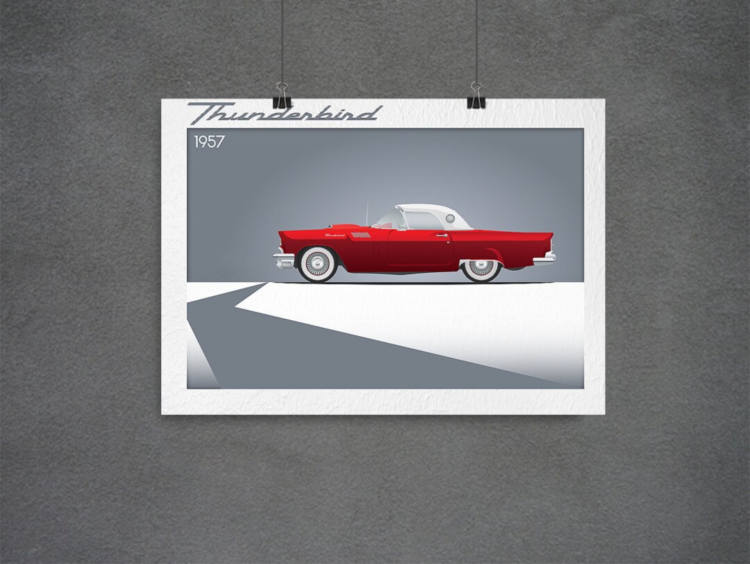 Ford Thunderbird 1957, Minimalist Poster, Digital Download, Retro ...
