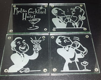 Retro Glass Coasters | Etsy