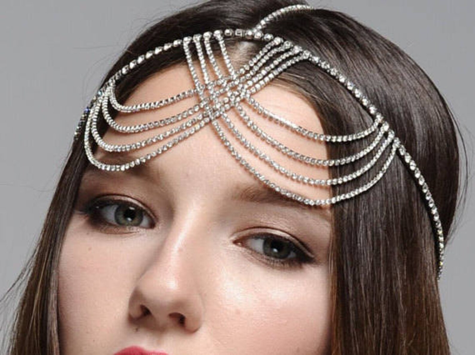 Bohemian Forehead Chain Rhinestone Headpiece Bridal Head - Etsy