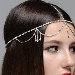 Bohemian Forehead Chain Rhinestone Headpiece Bridal Head - Etsy