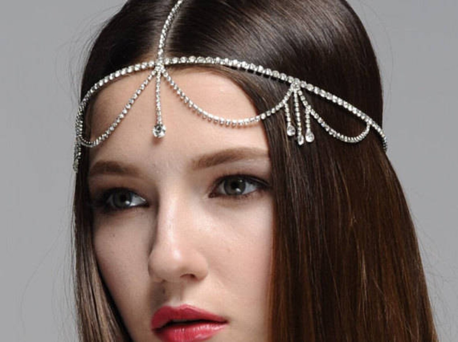 Bohemian Forehead Chain Rhinestone Headpiece Bridal Head - Etsy