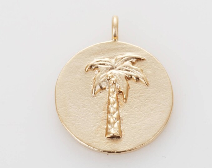 2PCS Palm Tree Coin Pendant , Matte Gold-plated AA0160-MG - Etsy