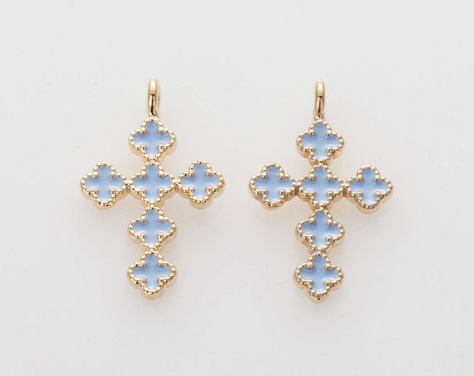 1 PC Favorite-sky Blue Enamel Cross Brass Pendant, Jewelry Supplies ...