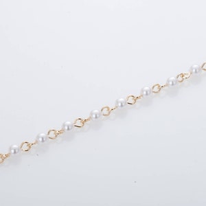 1 Meter Unique Pearl cream White 4mm Hand Made Chain, 14K Gold CH0036 ...