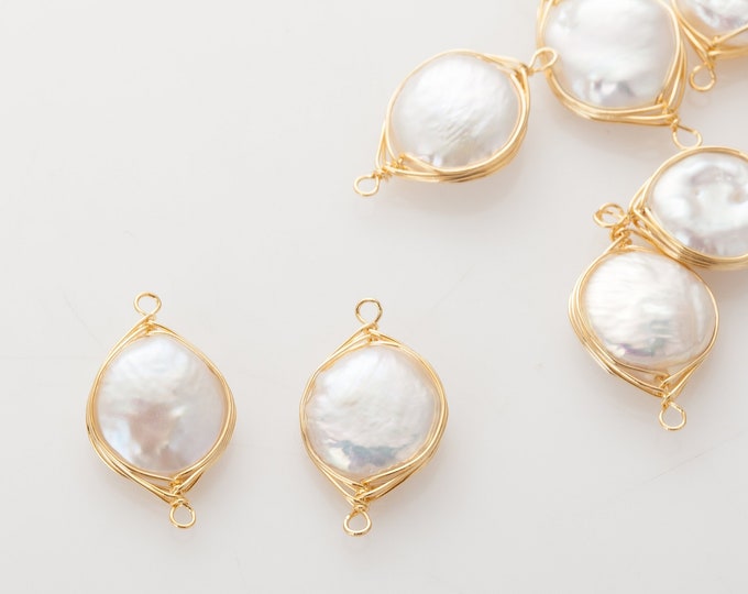 1PC Freshwater Pearl Connector , Polished Gold plated BM0029-PGFB - Etsy